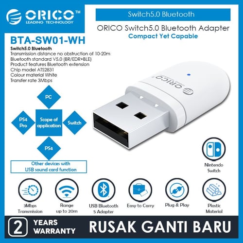 Orico Indonesia - Jual ORICO Switch 5.0 Bluetooth Adapter - BTA-SW01-WHITE | Ralali.com