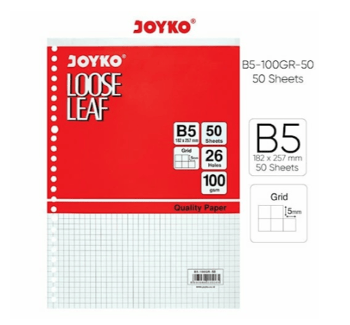 SC Sonya Albab - Jual Loose Leaf Kertas Isi File Binder Joyko - B5 50 Lembar, Grid | Ralali.com